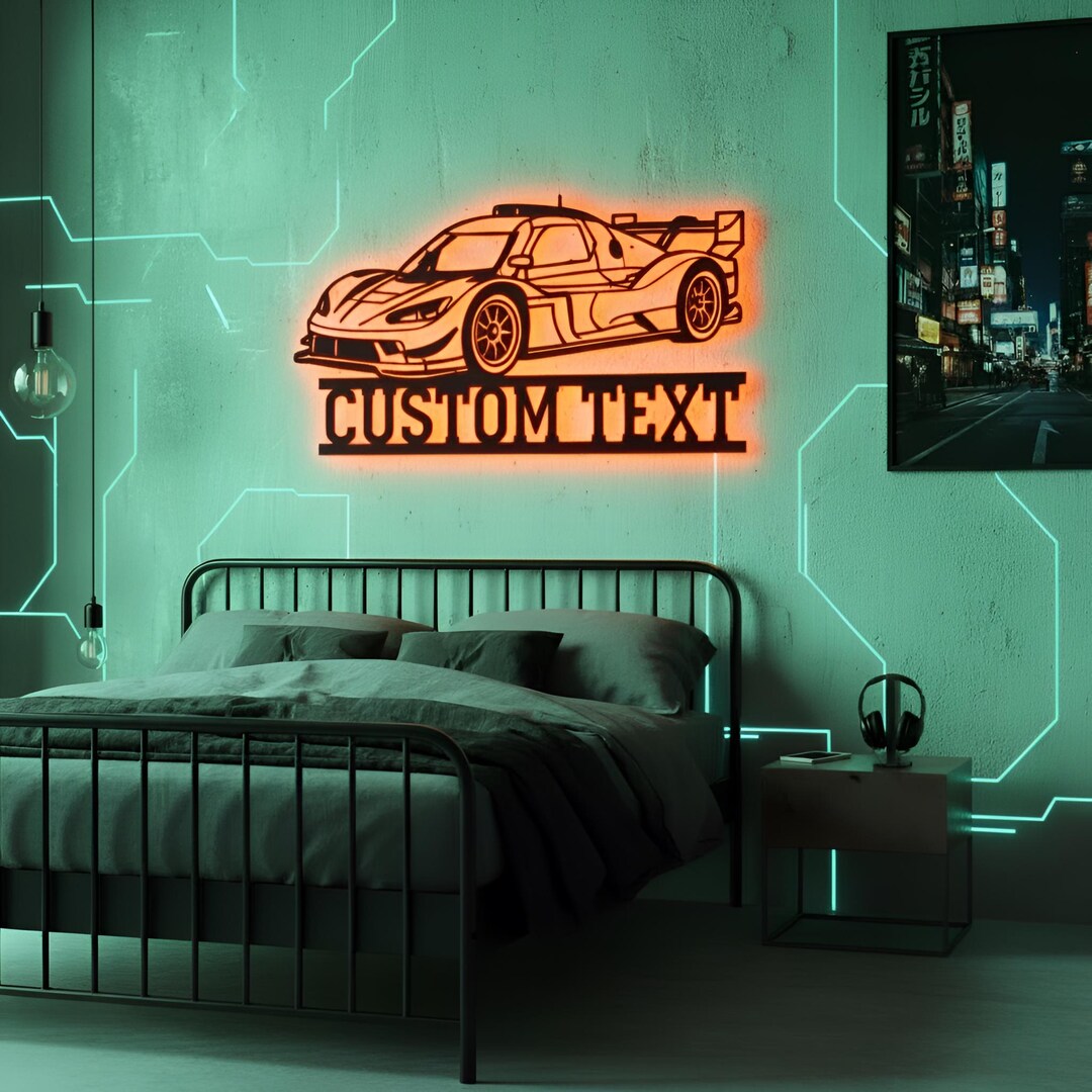 Custom Supercar LED Wall Sign, Personalized Name Light, Racing Car ...