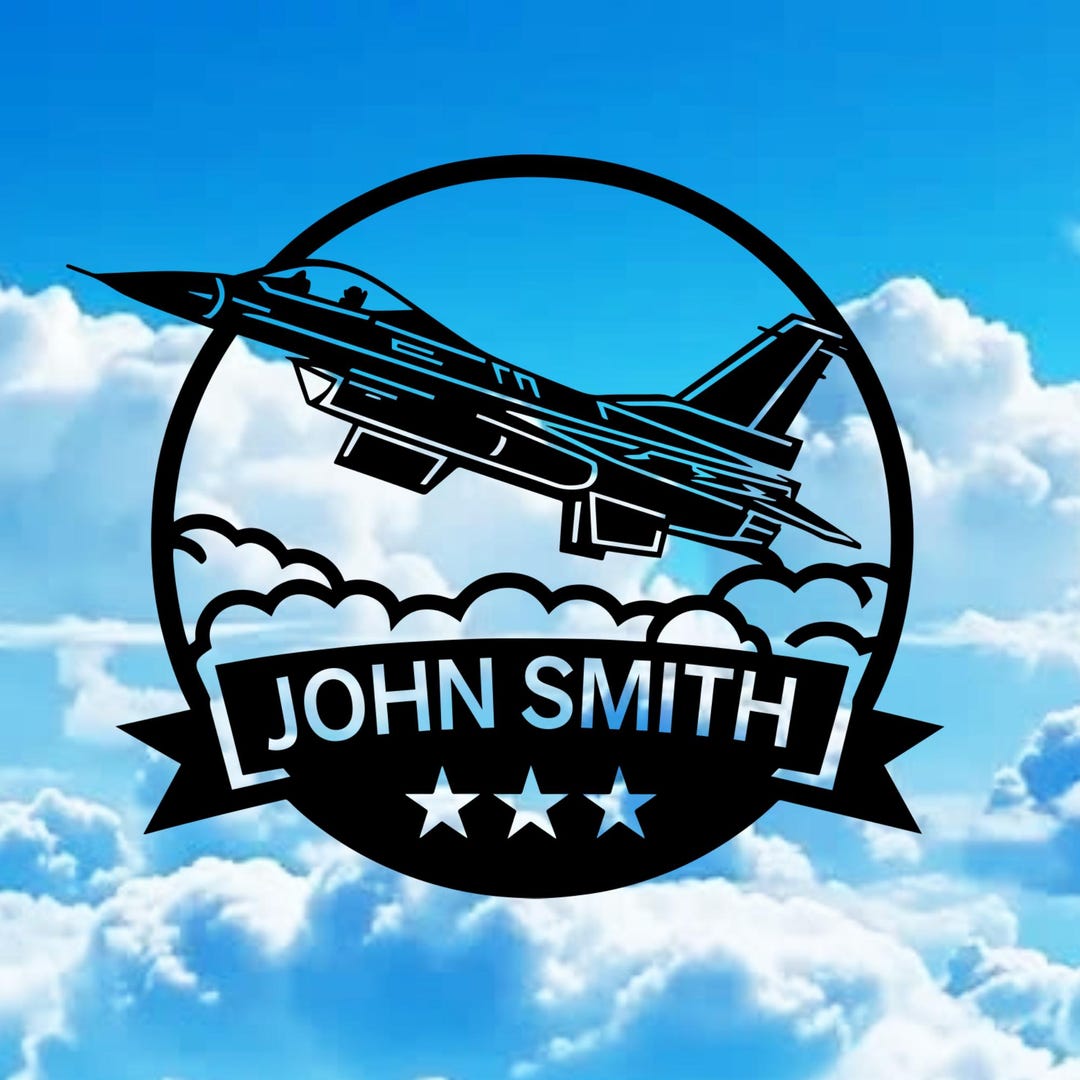 Personalized Fighter Jet Metal Sign | Custom Pilot Wall Art | Aviation ...