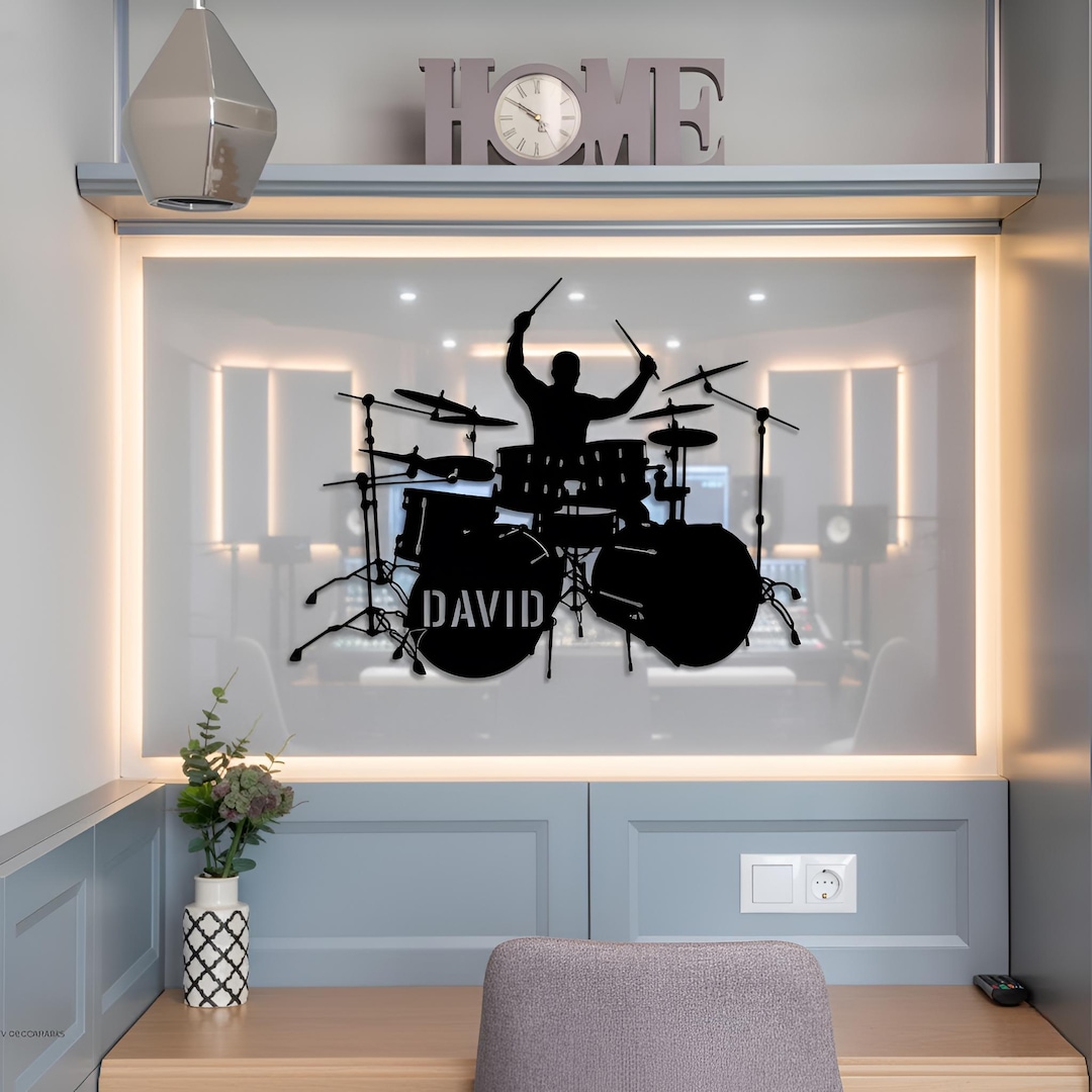 Custom Drummer Metal Wall Art, Personalized Drum Set Sign, Music Studio ...