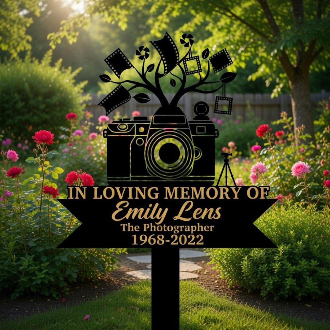In Loving Memory of Photographer Sign, Personalized Memorial Garden Art ...
