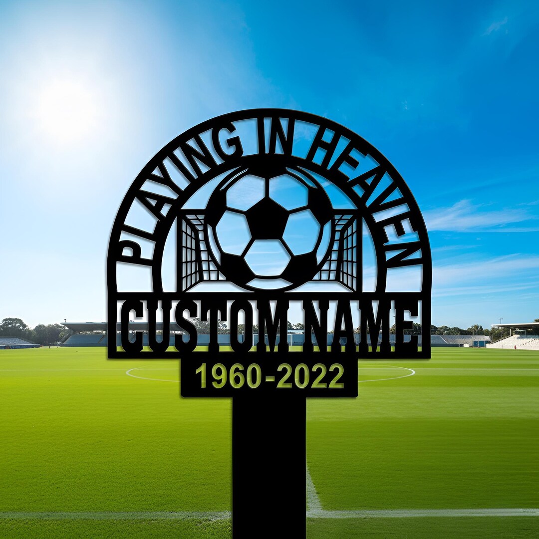 Personalized Soccer Memorial Metal Sign Playing in Heaven Custom Name ...