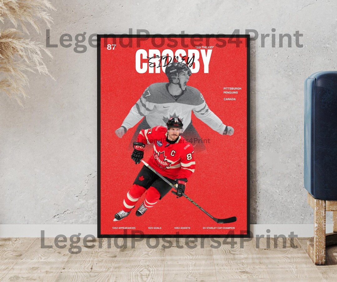 Sidney Crosby Poster, Pittsburgh Penguins, Hockey Poster, NHL Legend ...