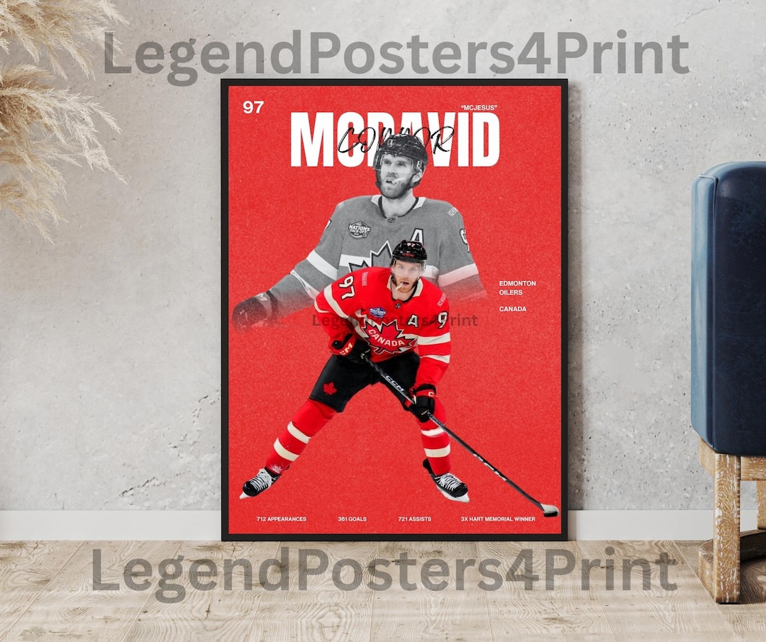 Connor Mcdavid Poster, Edmonton Oilers, Team Canada Hockey, NHL Poster ...