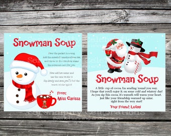 Snowman soup labels | Etsy