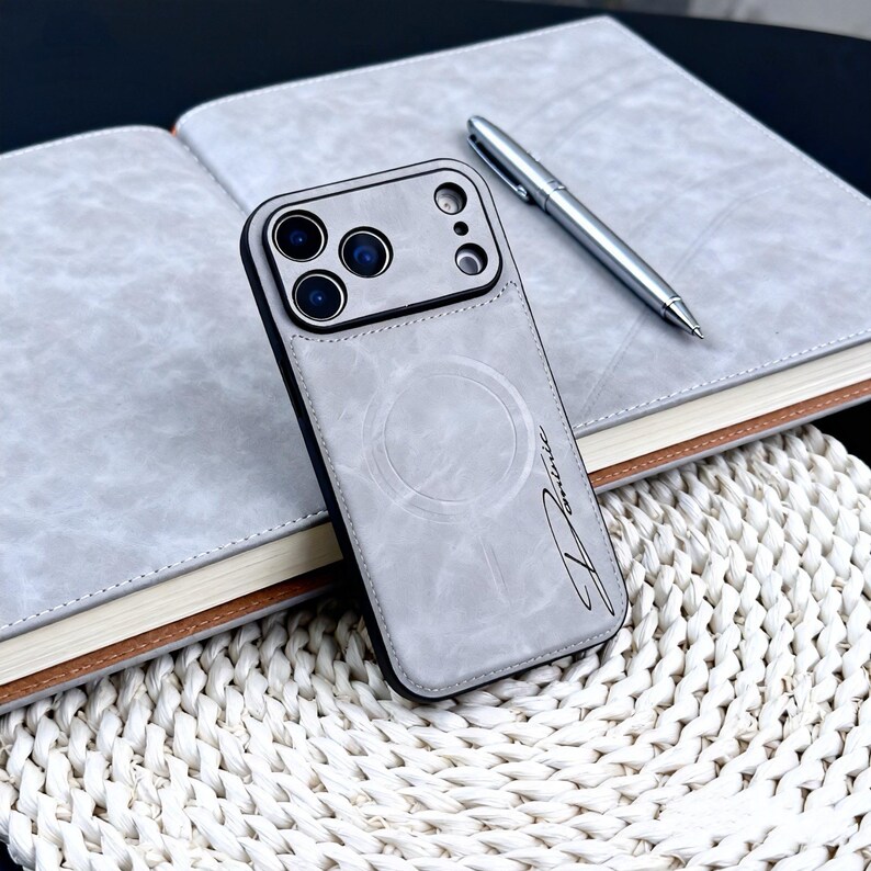 Funda MagSafe personalizada para iPhone, de piel auténtica con carga ...