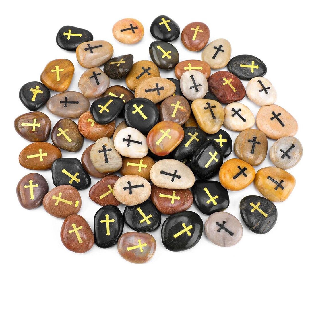 Engraved Cross Stones, Prayer Stone, Cross Worry Stone, Pocket Rock ...