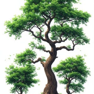 A Highly Detailed Watercolor Tree Clipart, Green Tree Illustration (PNG ...