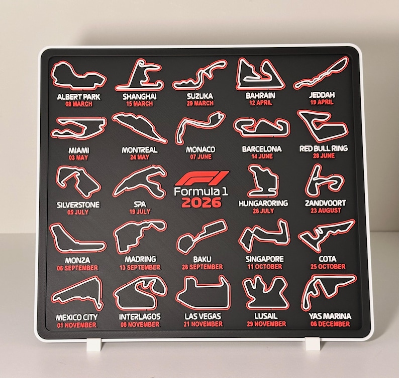 F1 Calendar 2026 Season - Carbon Fibre Texture - 3D Printed - Etsy ...