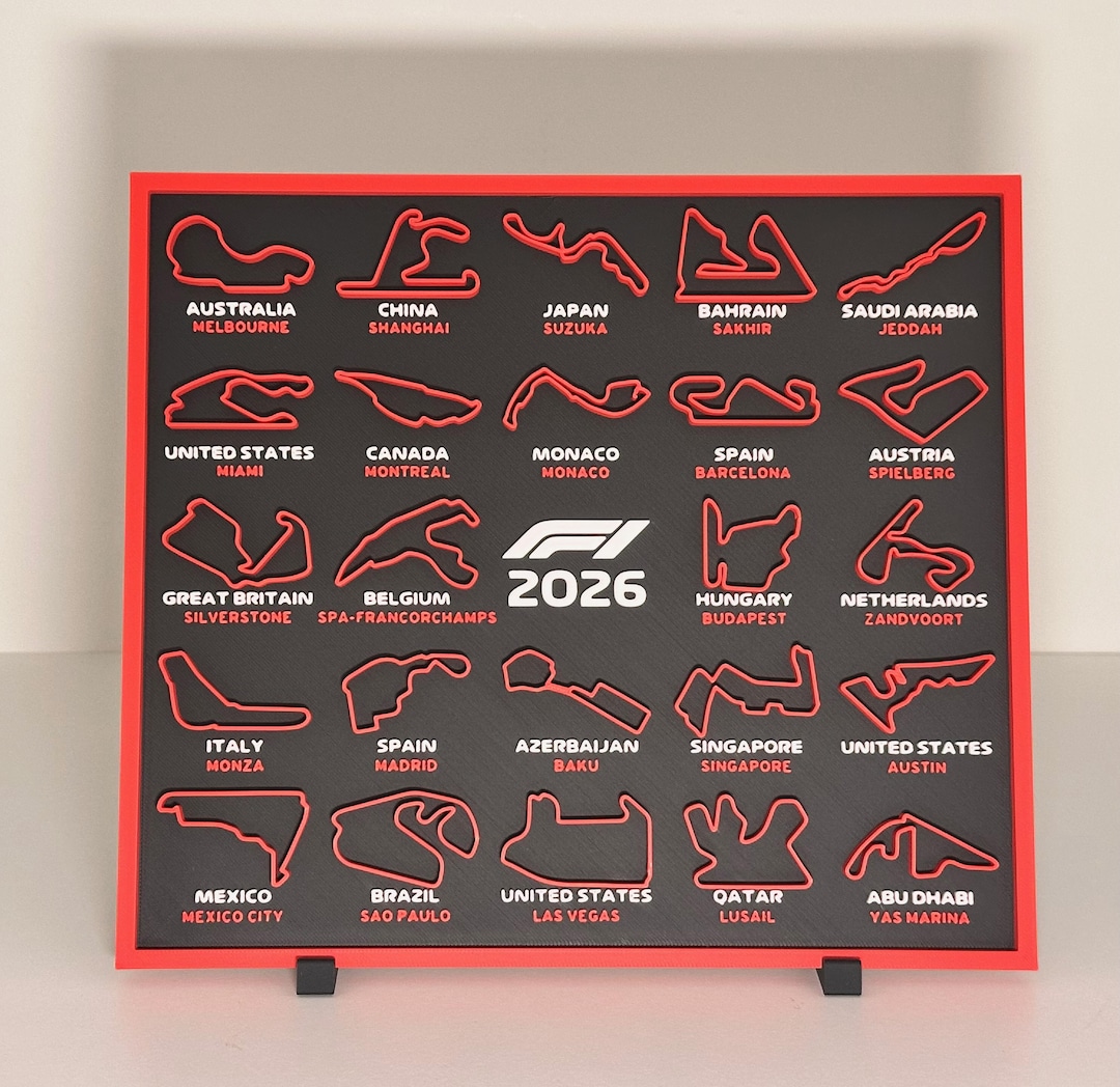 Formula 1 Calendar 2026 Season – F1 Fan Gift, Home Decor - 3D Printed ...
