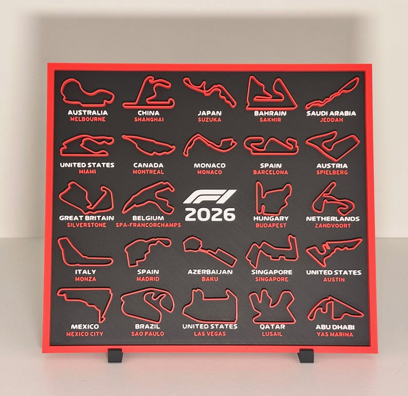 Formula 1 Calendar 2026 Season – F1 Fan Gift, Home Decor - 3D Printed ...