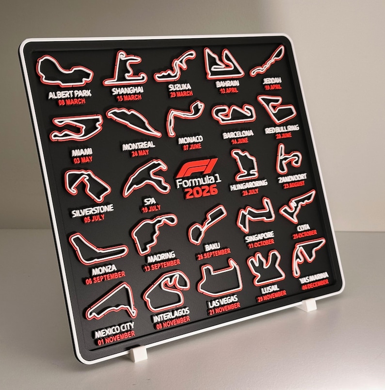 3D Printed F1 2026 Season Calendar - Carbon Fibre Texture - Etsy UK