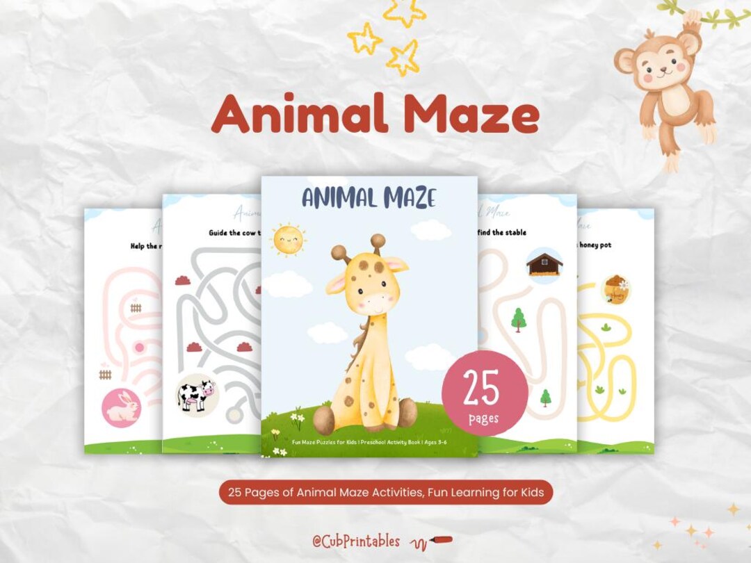 Printable Animal Mazes | 25 Pages Maze Activity for Kids | Preschool ...