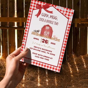 Oink Moo Cockadoodle Two Invitation | Farm Birthday Digital Download ...