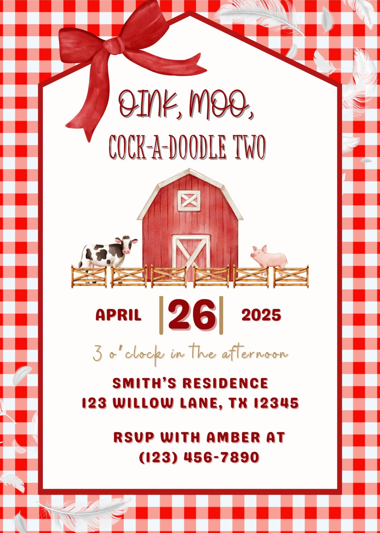 Oink Moo Cockadoodle Two Invitation | Farm Birthday Digital Download ...