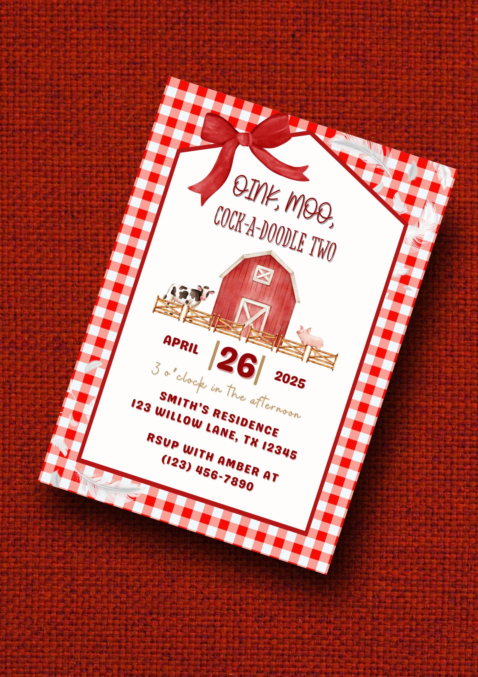 Oink Moo Cockadoodle Two Invitation | Farm Birthday Digital Download ...