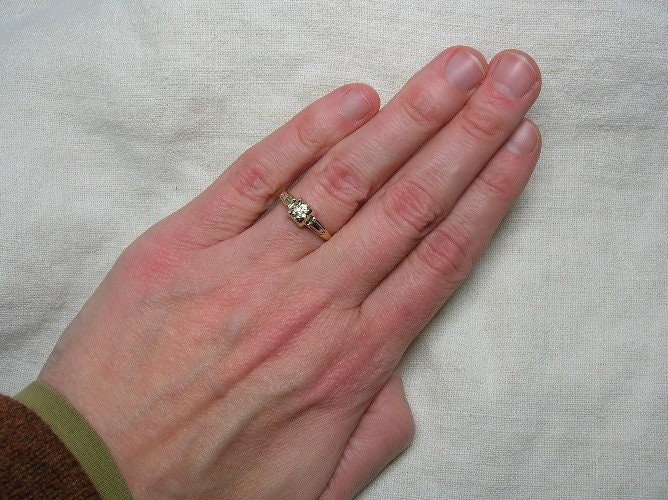 Keepsake Diamond Engagement Ring, 1930s Petite Minimalist. Promise Ring ...