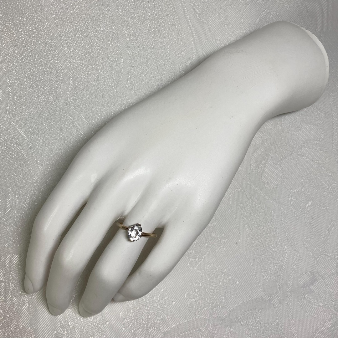 Vintage 875 Silver Vermeil Solitaire Quartz Crystal Ring latvia - Etsy