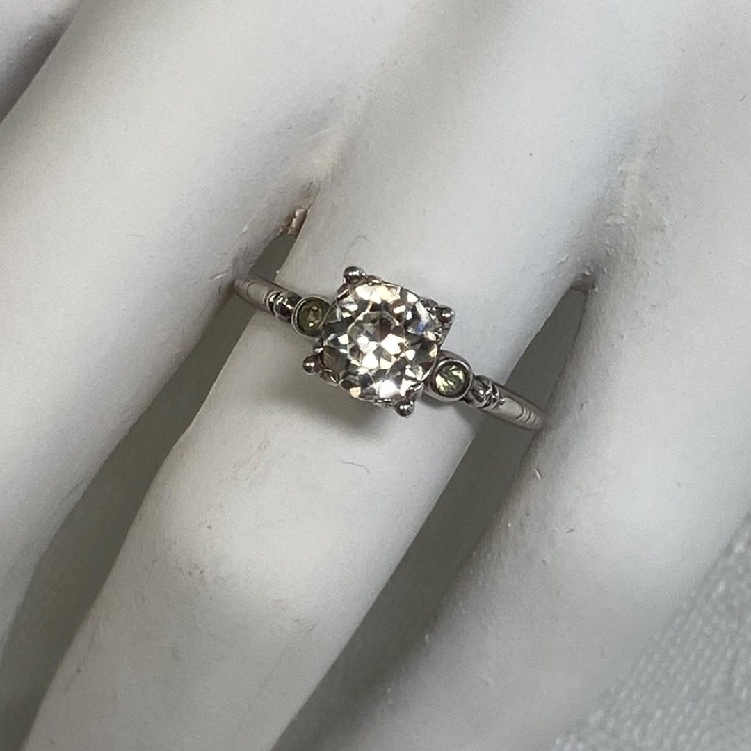 Sterling Uncas Faux Diamond Engagement Ring. Almost a Solitaire ...