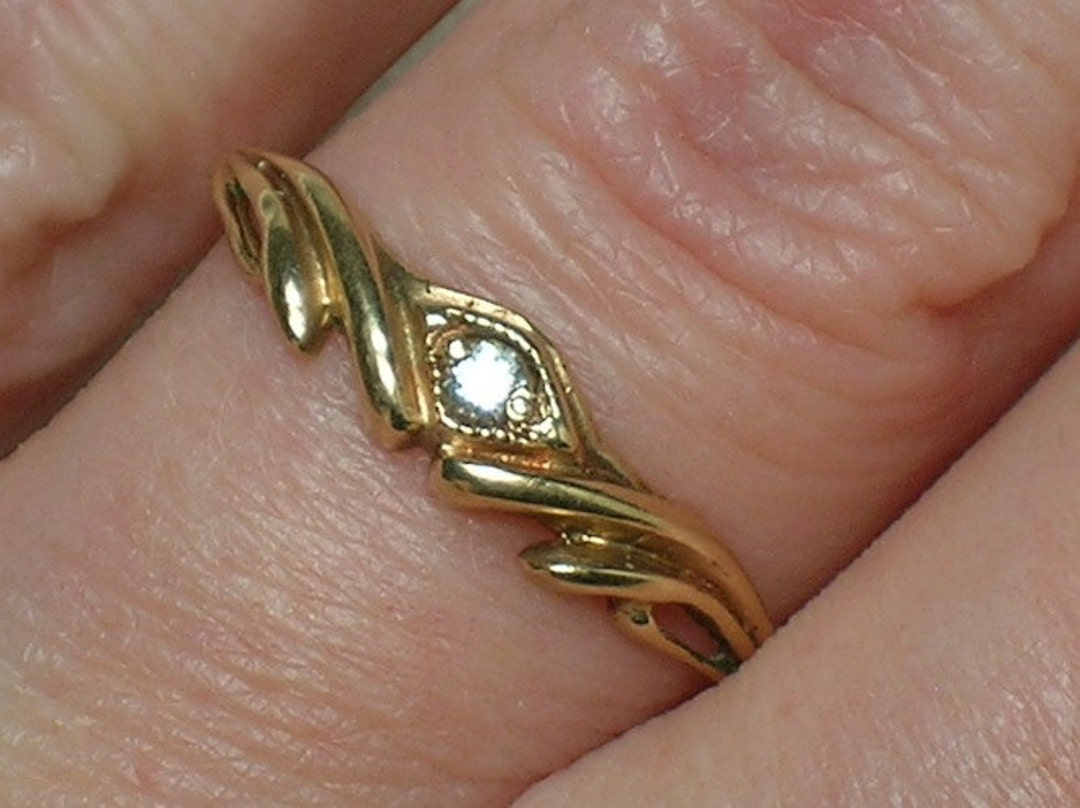 Vintage Engagement Ring: 14K 583 Rose Gold Fianit Solitaire. Size 7 ...