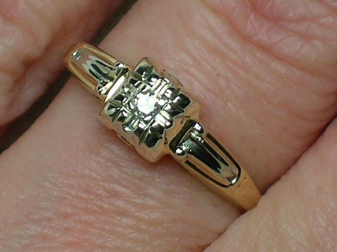 Keepsake Diamond Engagement Ring, 1930s Petite Minimalist. Promise Ring ...