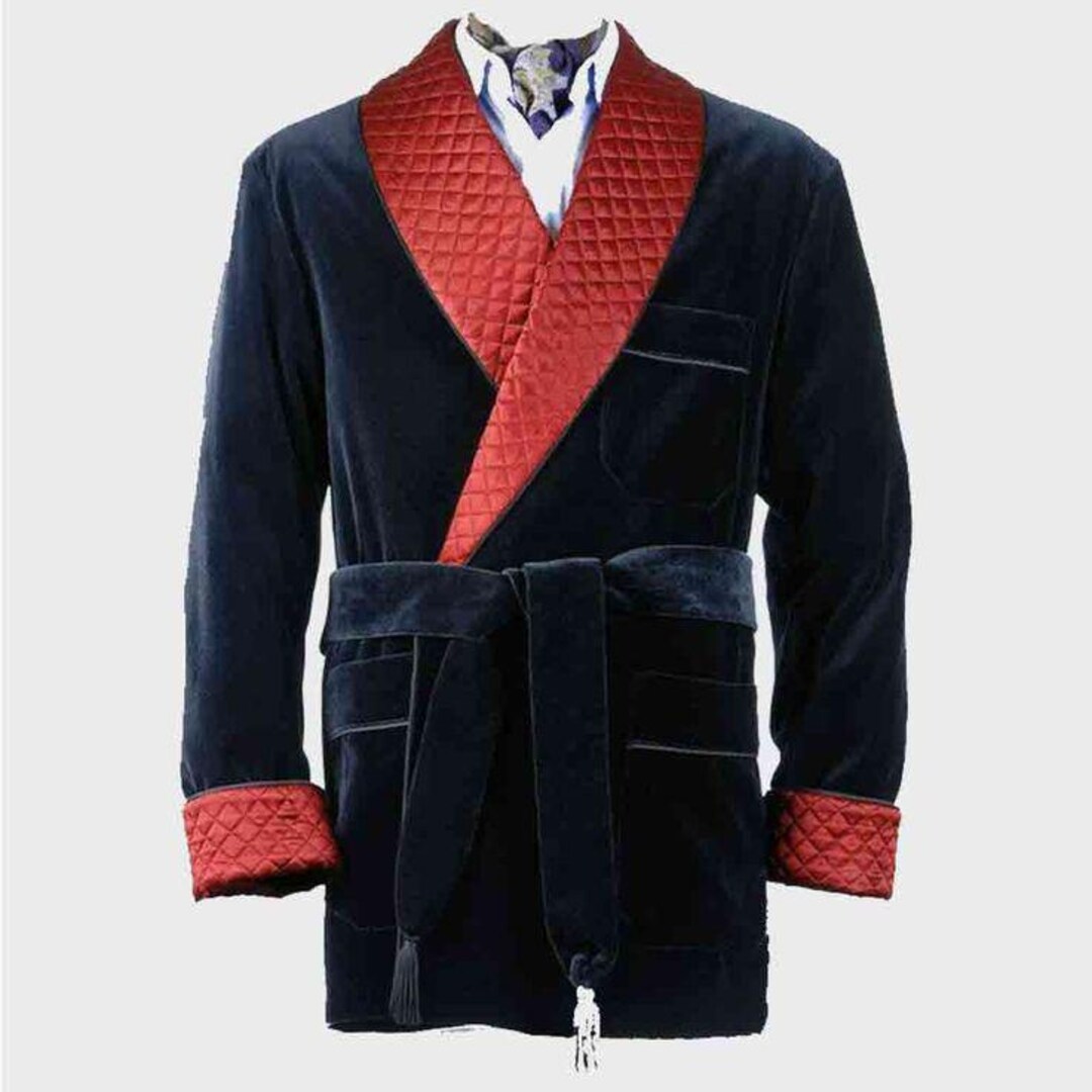 Men's Smoking Jacket in Navy Blue Velvet | Smoking Jackets for Men ...