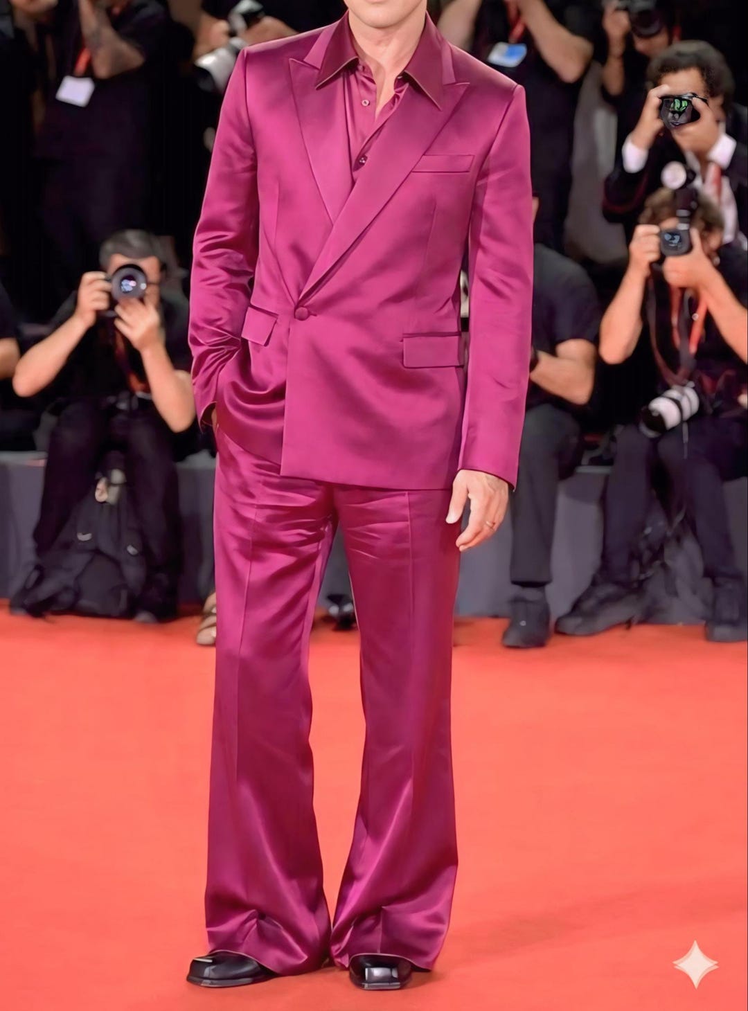 Men's Dark Pink 2pc Prom Suit for Men, Elegant Slim Fit Peak Lapel ...