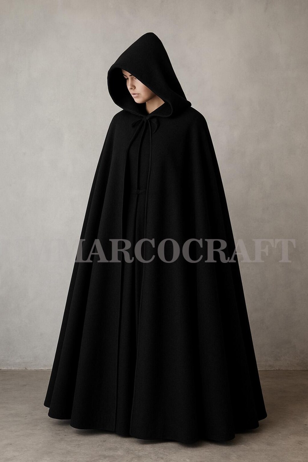 Handmade Black Wool Hooded Cloak - Medieval Renaissance Cape - Etsy