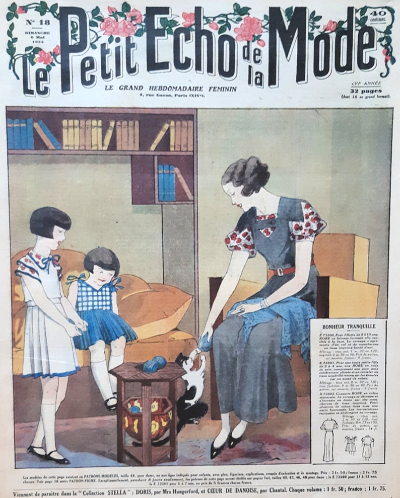 Antique French Fashion Magazine 1934 Le Petit Echo De La Mode - Etsy