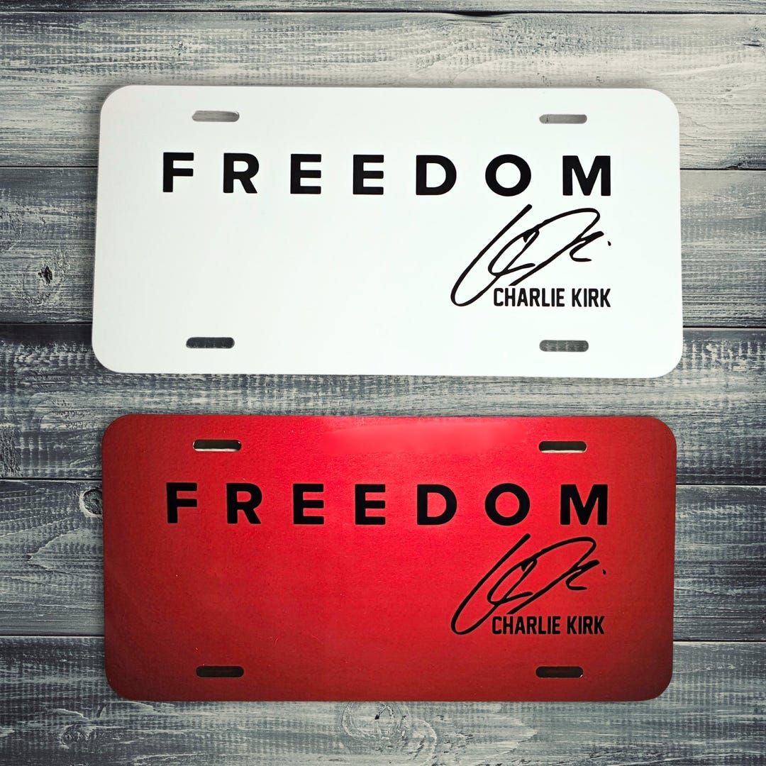 Freedom License Plate: White or Red - Etsy