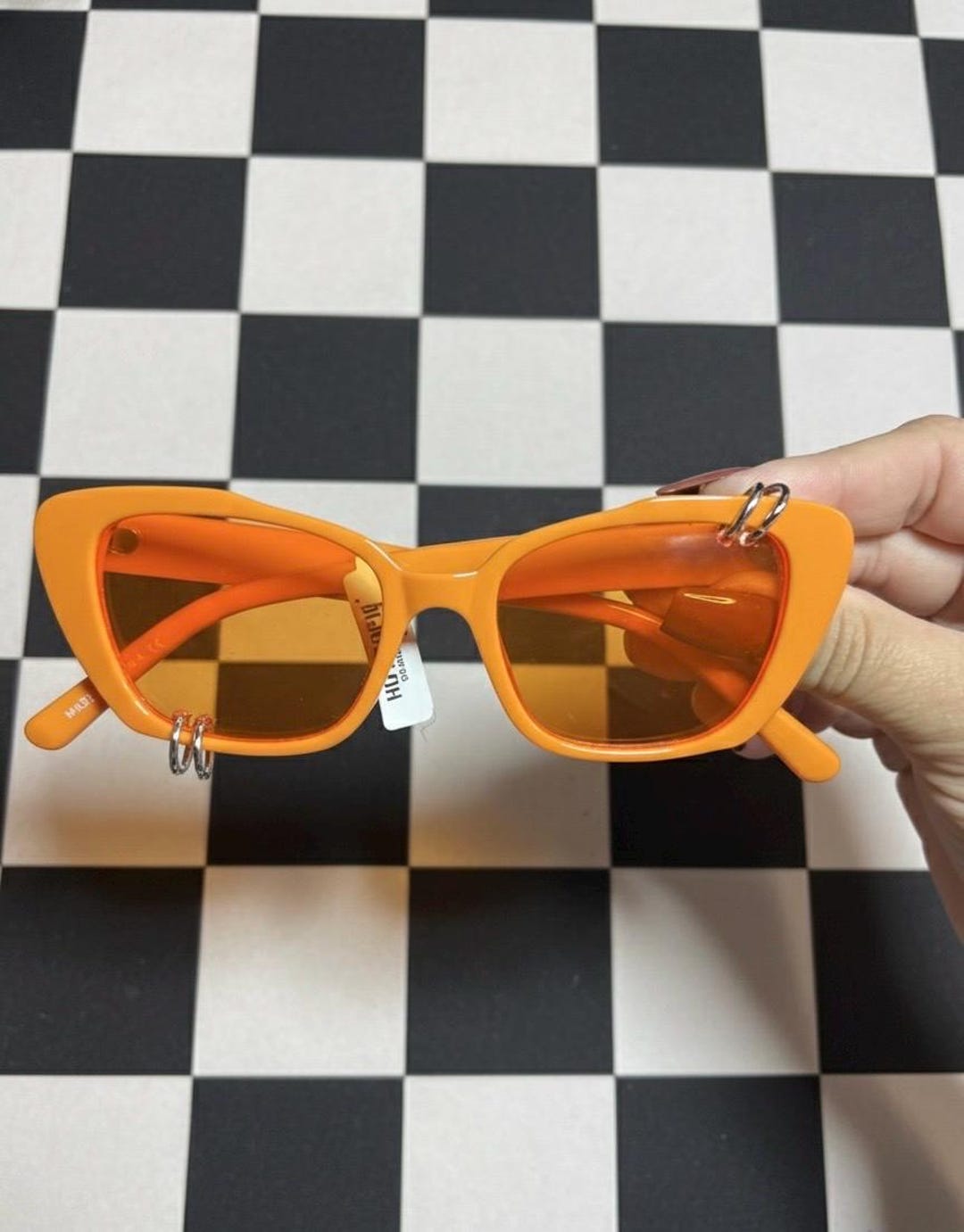 Custom Pierced Orange Sunglasses, Rave Wear, Edgy Retro Sunglasses ...