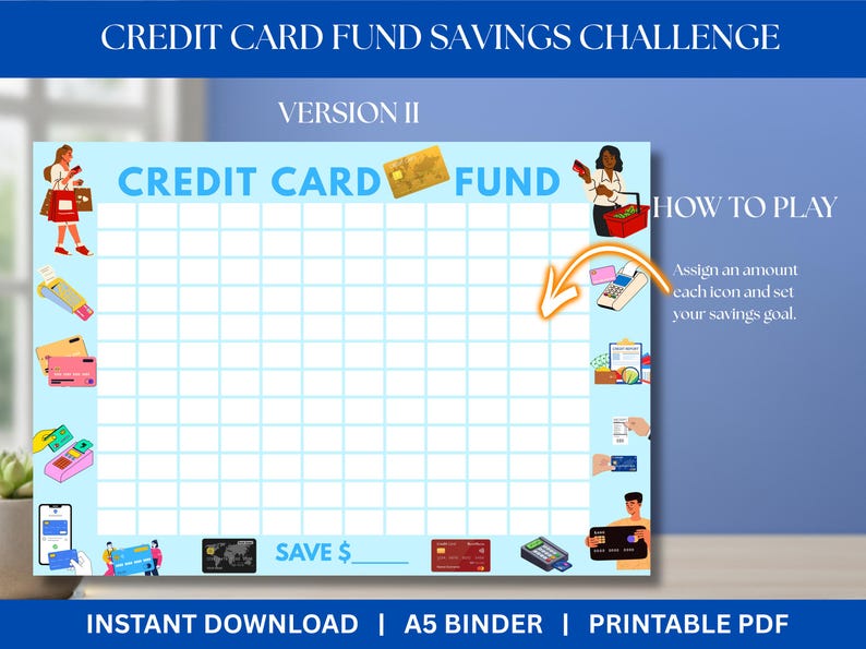 Credit Card Funds Savings Challenge Save 2520 2026 Savings Challenge A5 ...