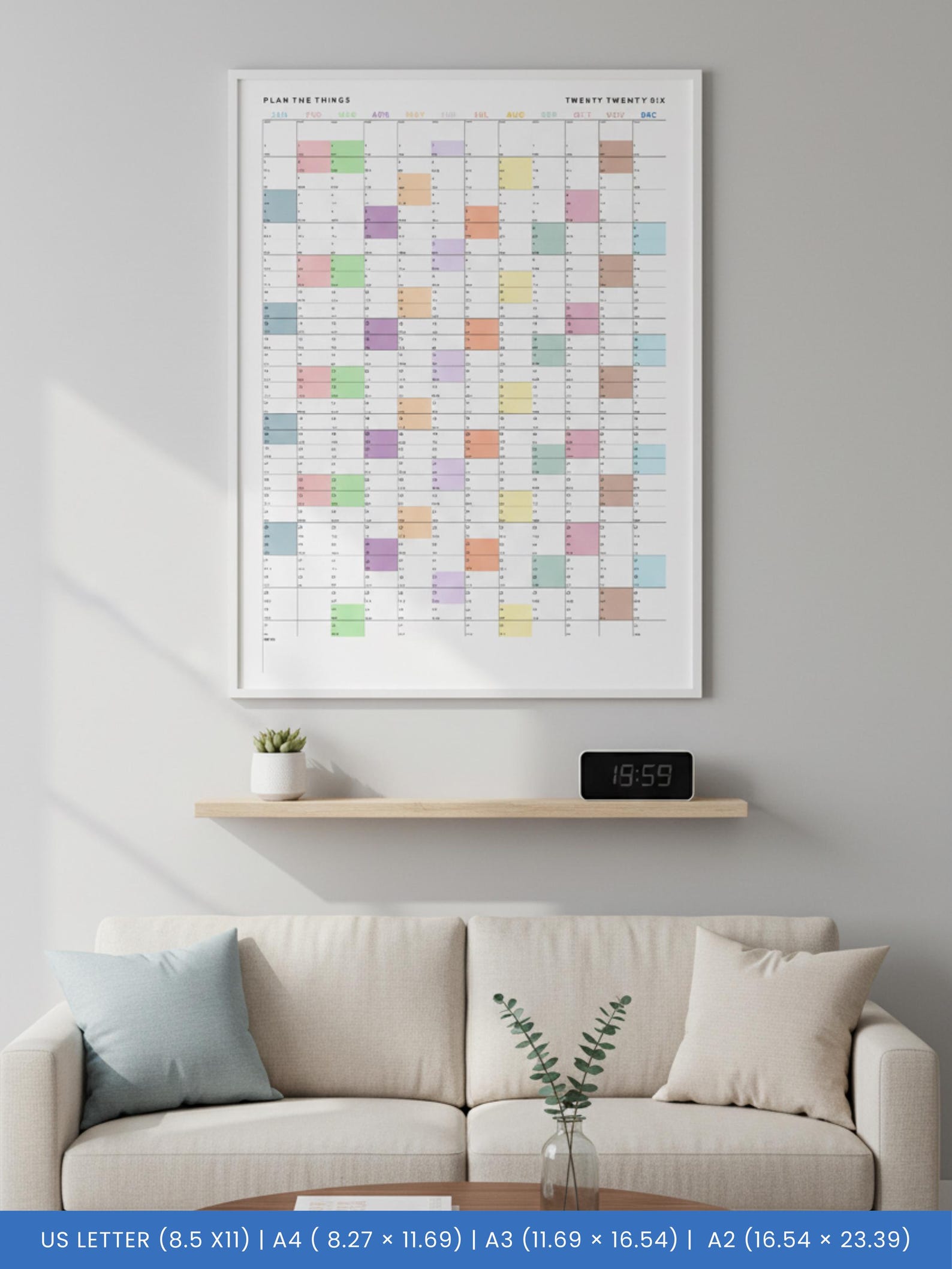 2026 Wall Calendar Printable Year at a Glance 2026 Yearly Calendar ...