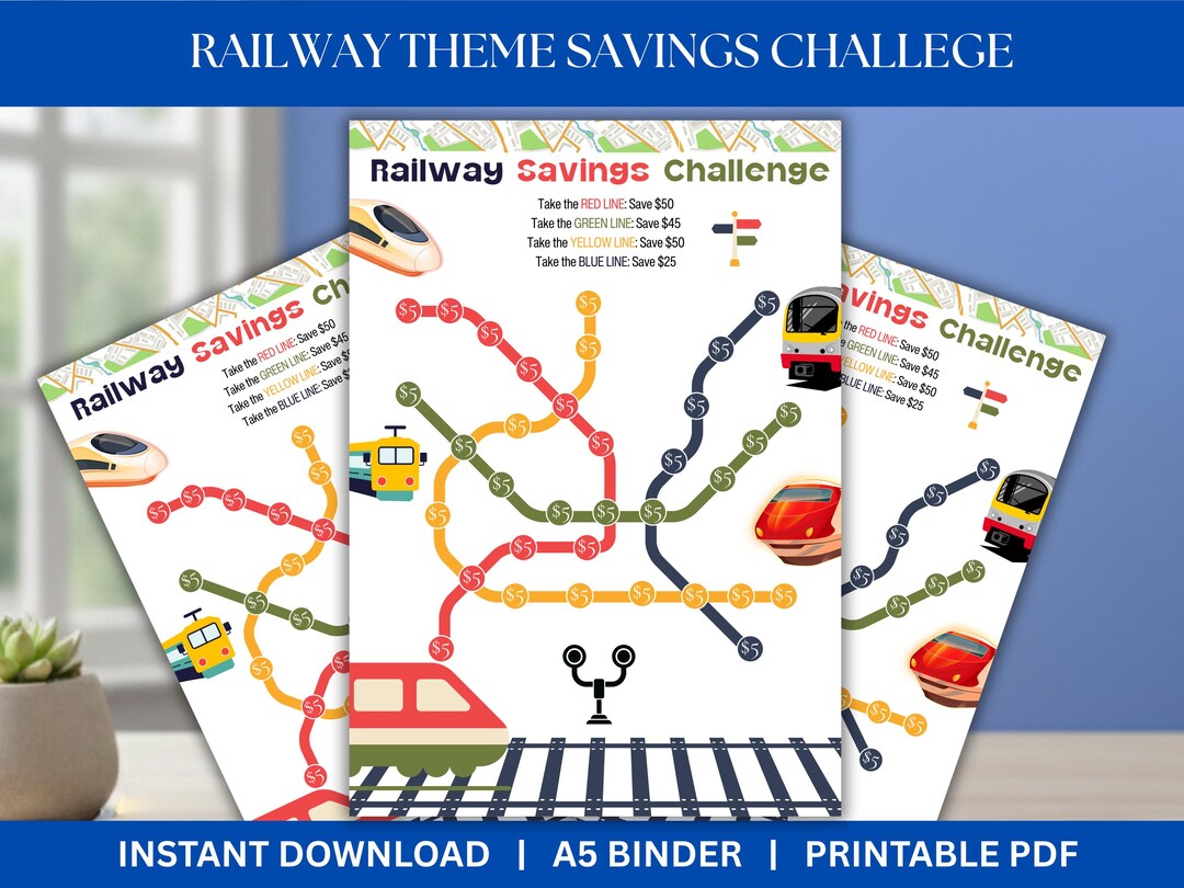 Railway Theme A5 Savings Inserts Cash Stuffing Binder Tracker Cash ...