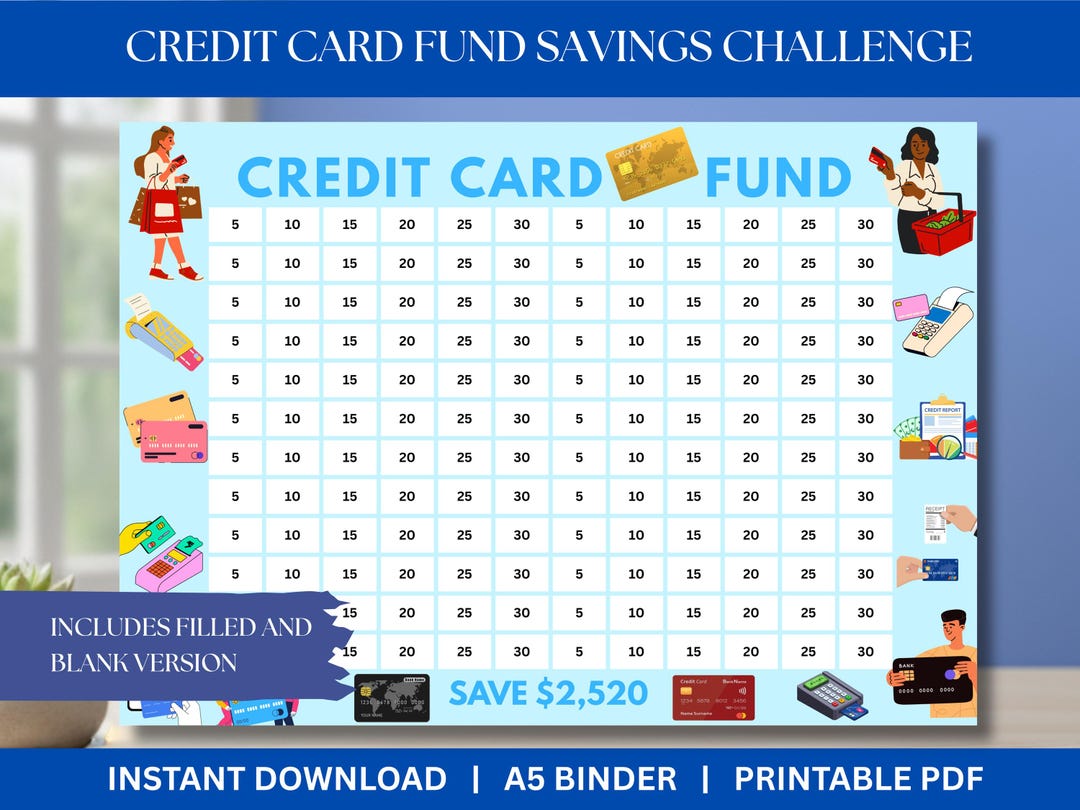 Credit Card Funds Savings Challenge Save 2520 2026 Savings Challenge A5 ...