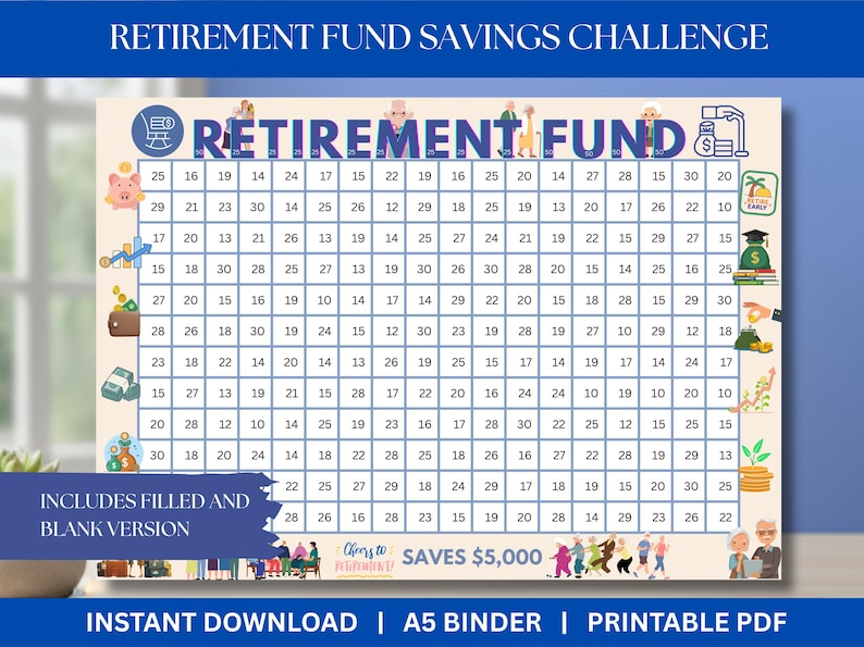 Retirement Funds Savings Challenge Save 5000 2026 Savings Challenge A5 ...
