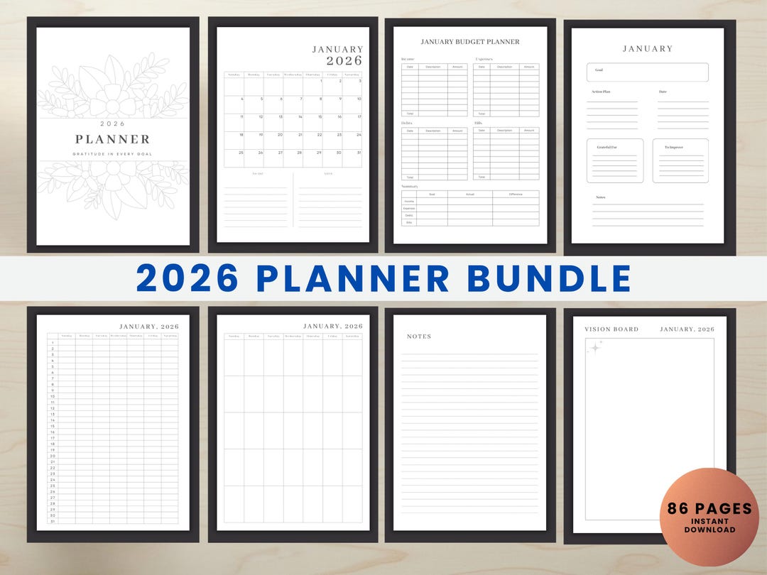 2026 Planner Bundle Daily Organizer Monthly Goal Tracker Habit Tracker ...