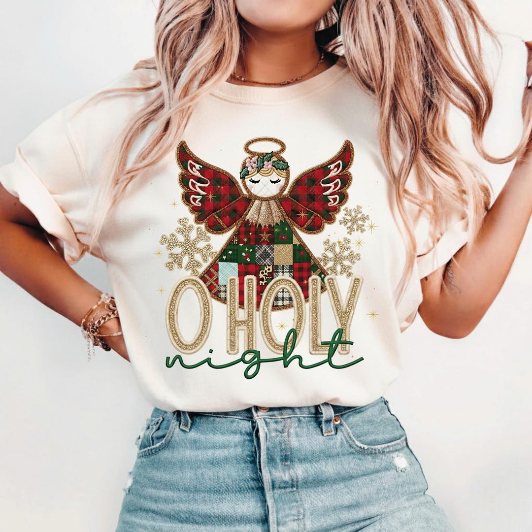 O Holy Night Angel Png, Christmas Faux Embroidery Digital Design ...