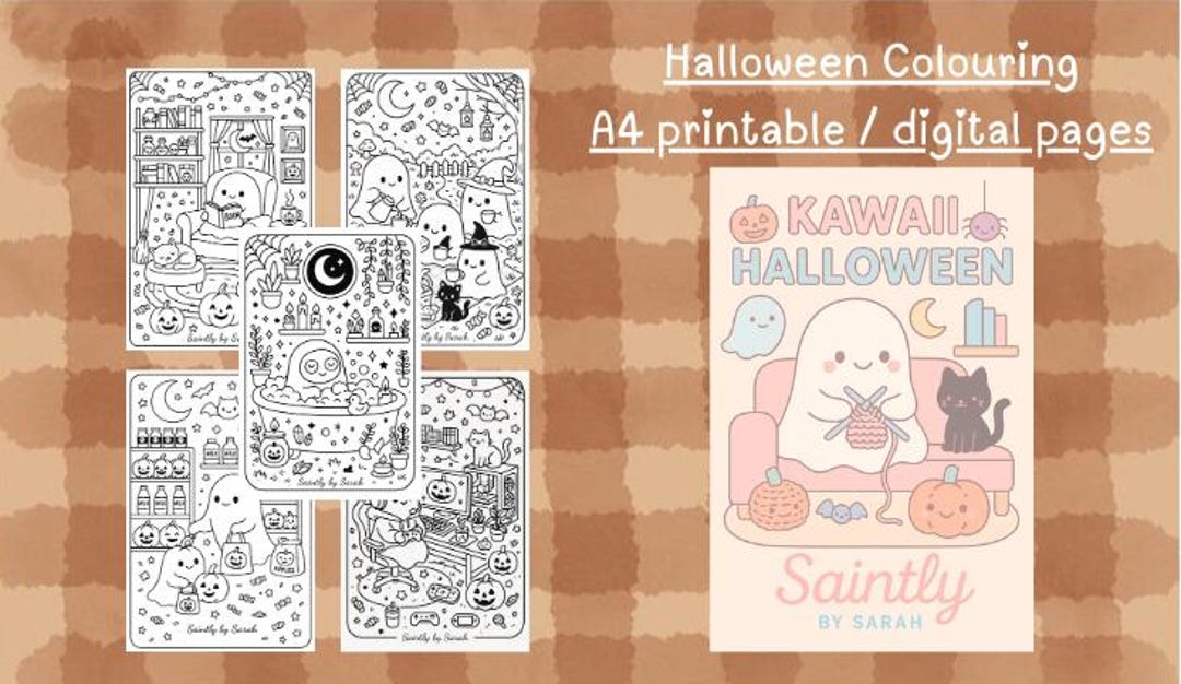 Kawaii Halloween Colouring Book – 20 Printable Pages – Cute Ghosts ...