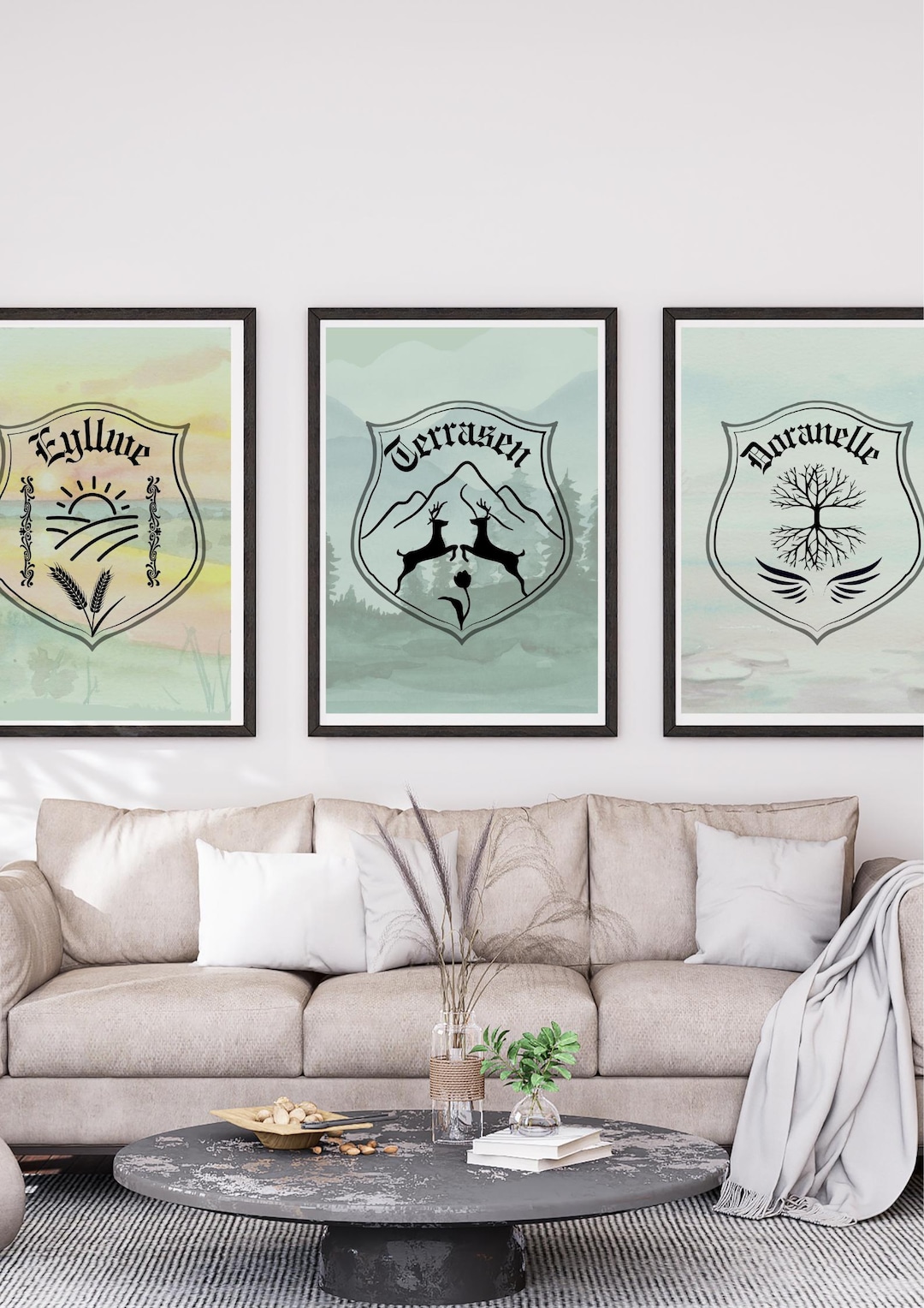 Throne of Glass Kingdom Emblems | Terrasen, Eyllwe, Doranelle Digital ...
