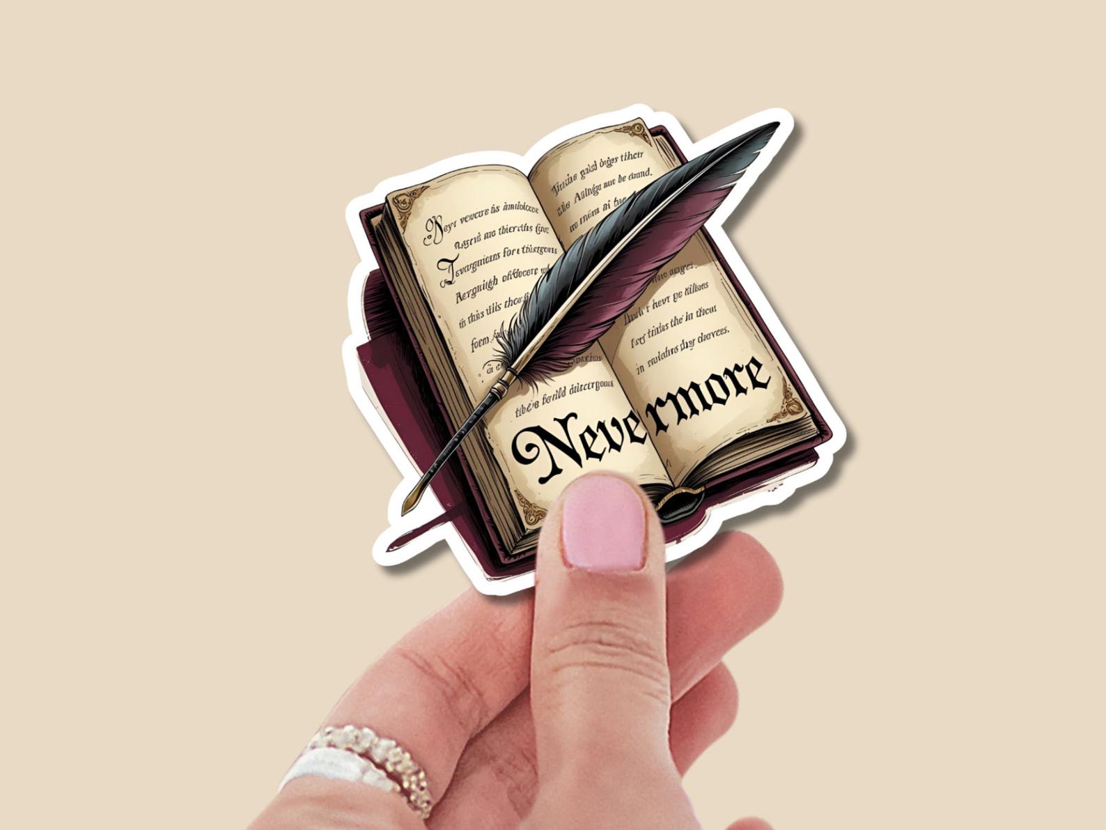 Nevermore Sticker: Gothic Book & Quill, Dark Academia Decal - Etsy
