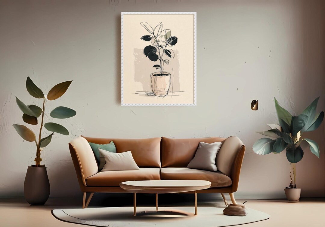Ficus Elastica Wall Art, Rubber Plant Print, Minimalist Botanical Decor ...