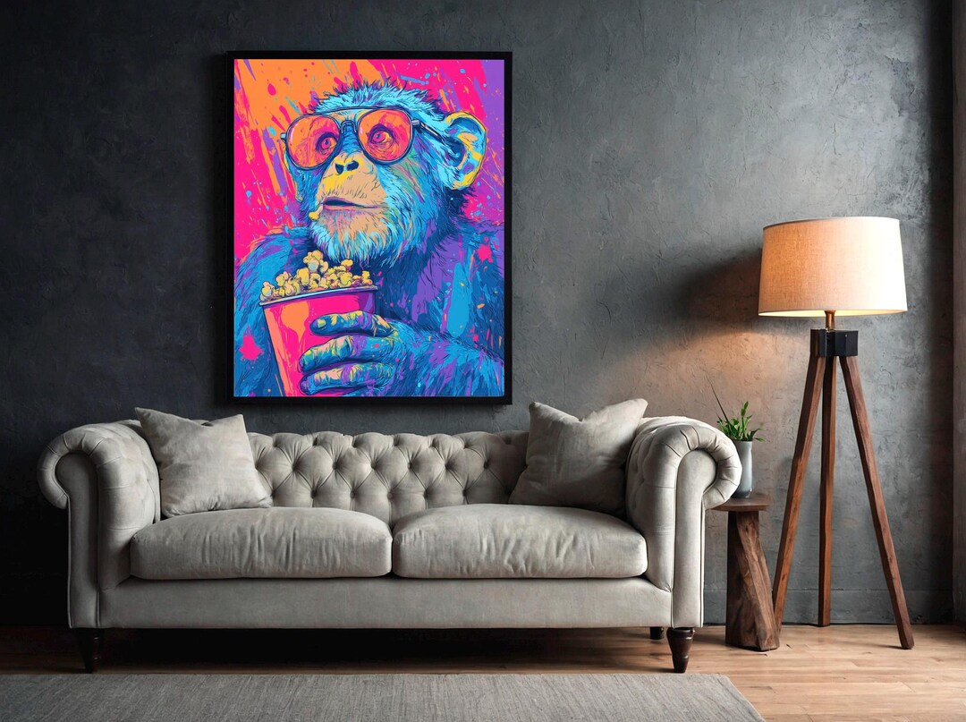 Cool Chimp Wall Art, Pop Art Monkey Print, Funny Animal Decor, Quirky ...