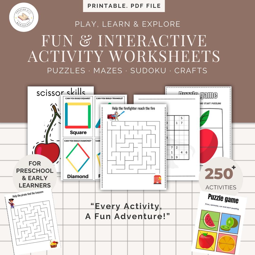 Fun & Interactive Activity Worksheet Bundle | 250+ Pages Printable PDF ...