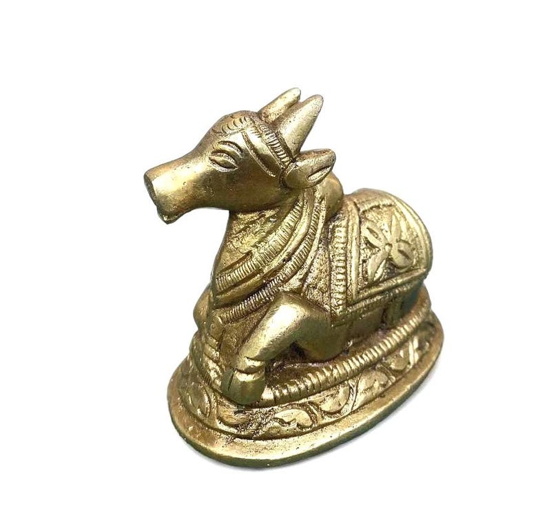Brass Small Nandi Maharaj Ji Statue, Handcrafted Indian Sacred Bull ...