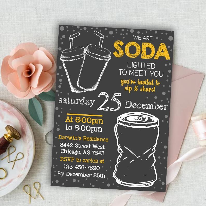 SODA Lighted Invitation, Soda Bar Invitation, Soda Birthday Party ...