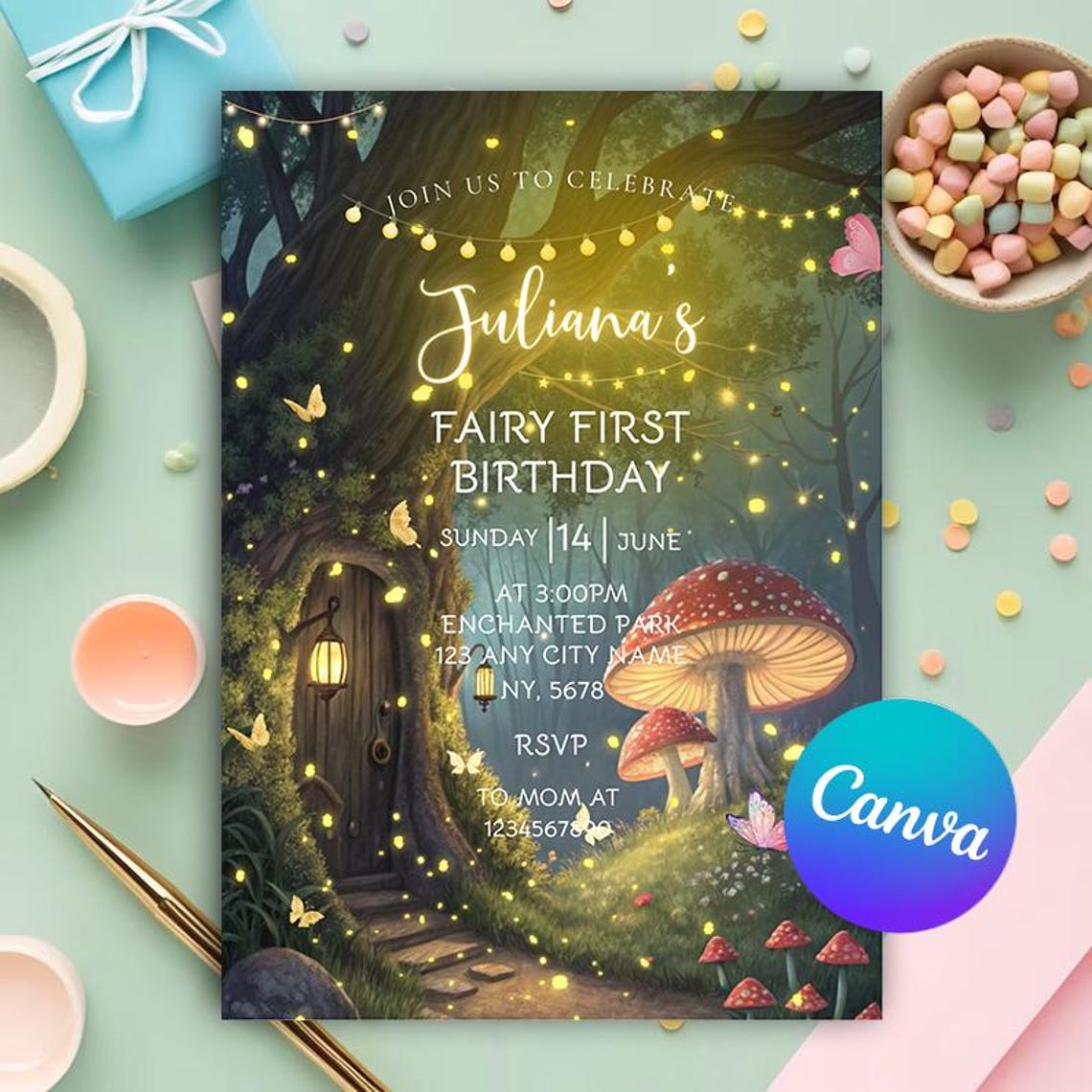 Enchanted Forest Birthday Party, Enchanted Garden Invitation Forest ...
