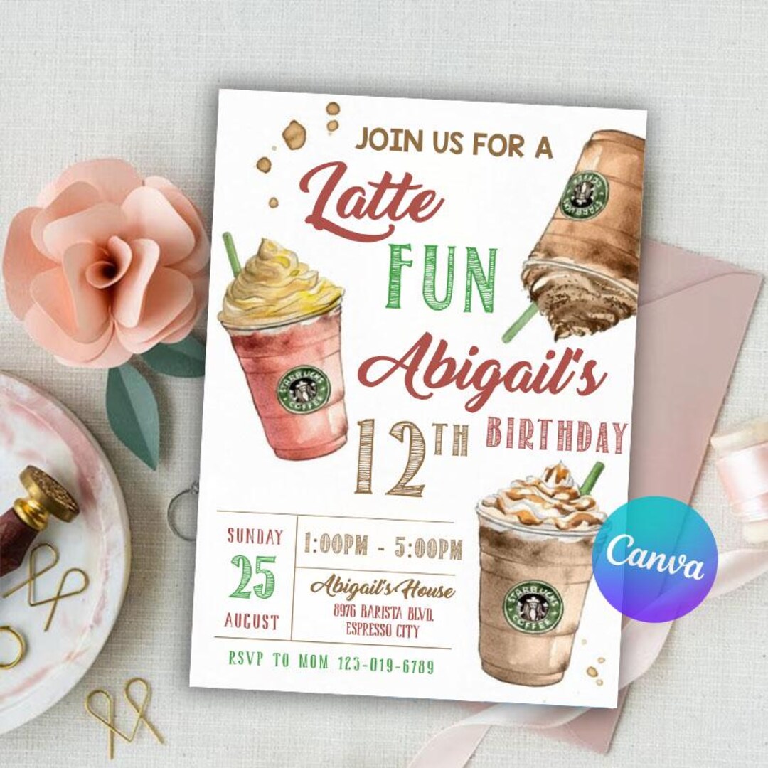 Editable Coffee Birthday Invitation, Latte of Fun, Frappe Birthday ...