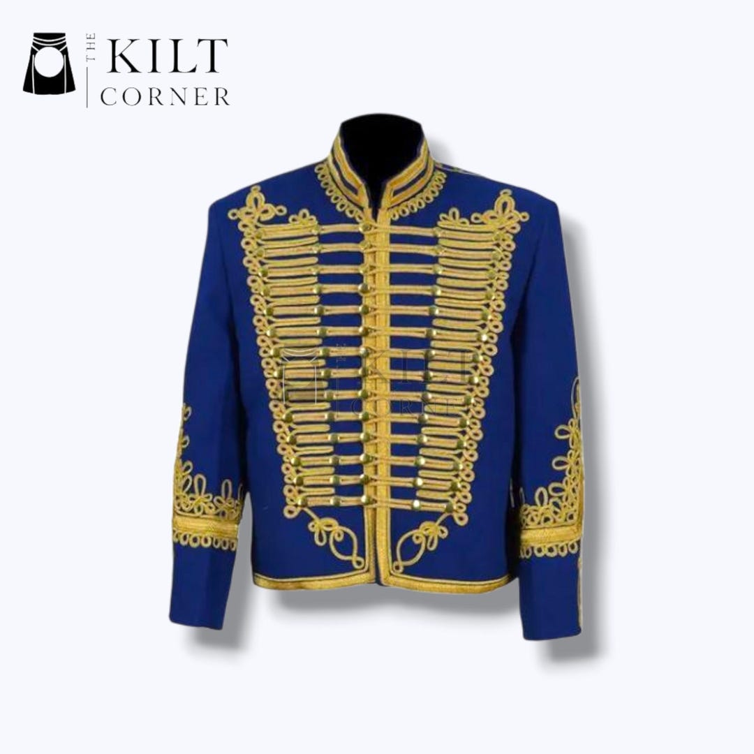 Blue Wool Hussar Jacket: Military Style With Gold Braiding - Etsy