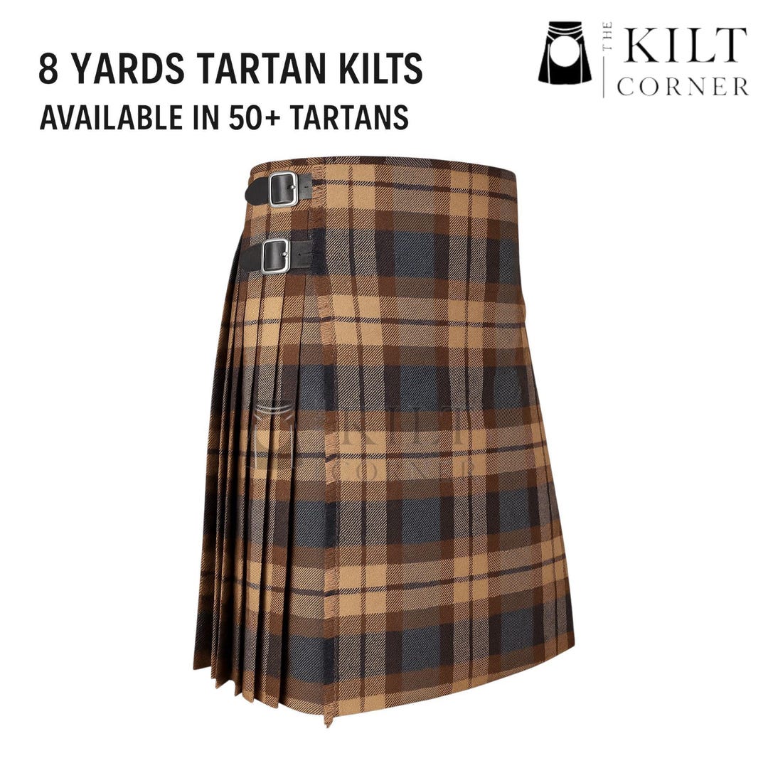 Traditional 8 Yards Tartan Wool Kilts for Men - Scottish Handmade 16oz ...