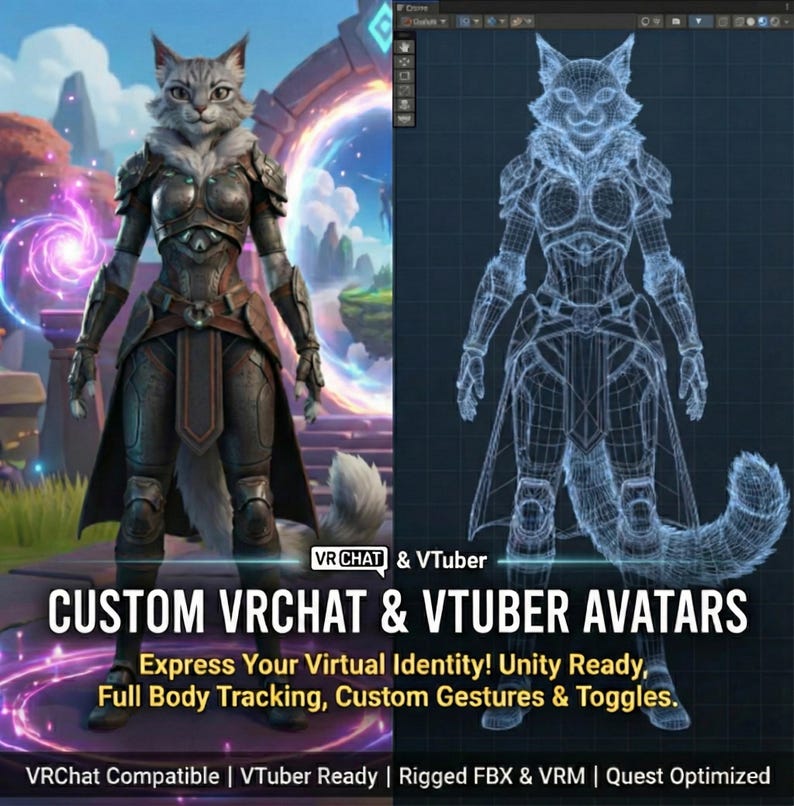 CUSTOM Vtuber Model (live2d & 3D) and Vrchat Avatar | Full Body ...